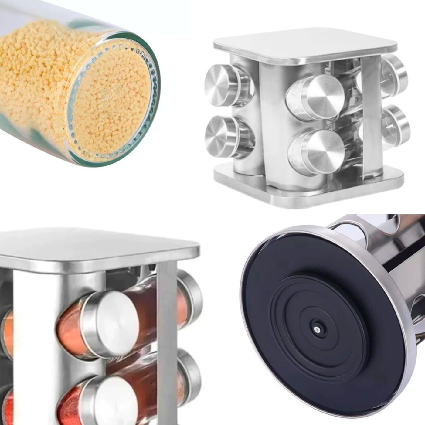 Porta-Condimentos Giratório em Inox Mek 8 Peças Helix - Pontão das Fábricas